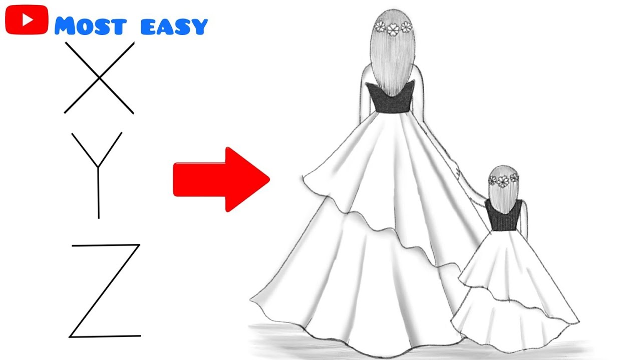 How to draw Mother and Daughter | Mother's Day drawing | pencil sketch ...