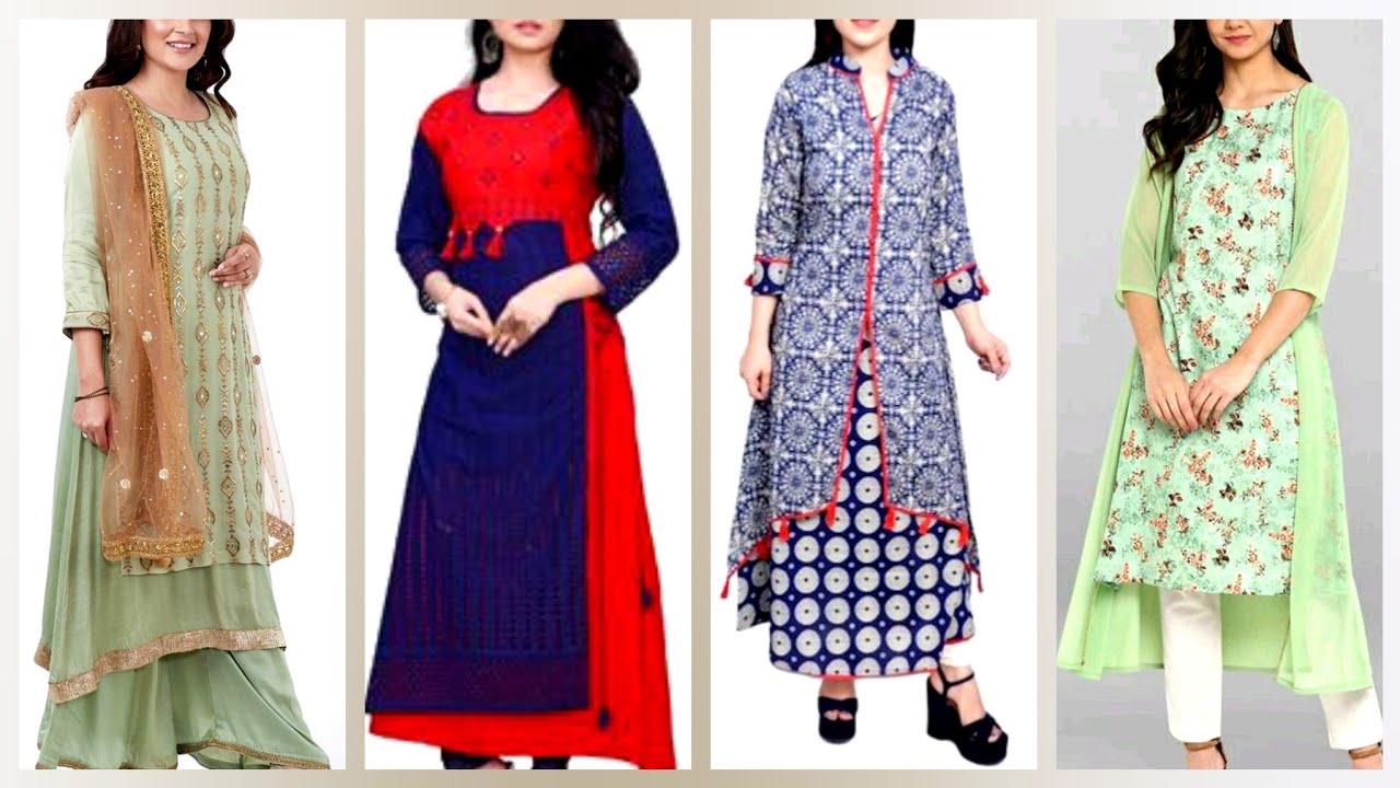 A - Line Double Layered Kurti Design For Eid / Summer Collection Girls ...