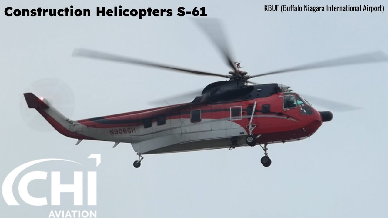 Construction Helicopters Sikorsky S-61N N906CH landing at KBUF - YouTube