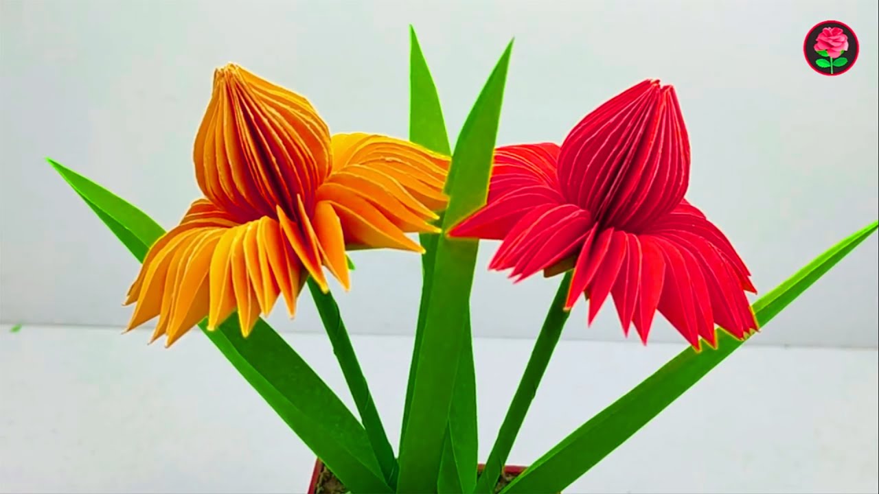 Simple Paper Flower Making | DIY Stick Paper Flowers | Handmade Flower ...
