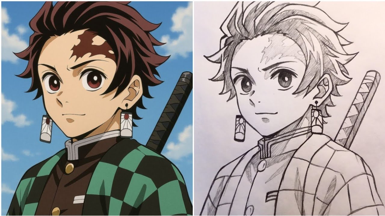 Easy Tanjiro Drawing for Beginners | Demon Slayer Pencil Sketch ...