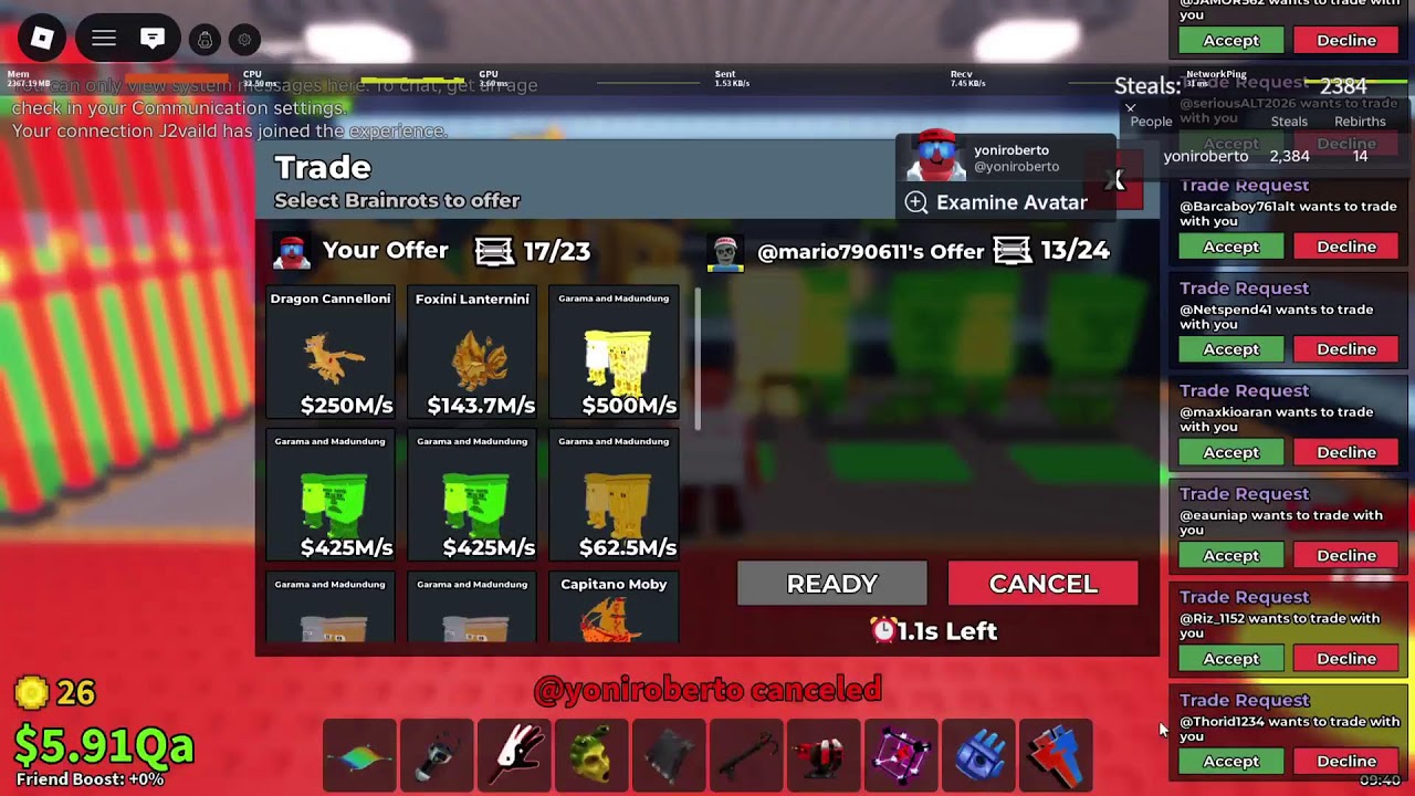 trading steal a brainrot Looking for colored garama for 3 one with ...