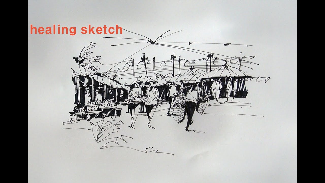 어반스케치_베트남 시장 서민 감성 간단하게..Healing sketch - YouTube