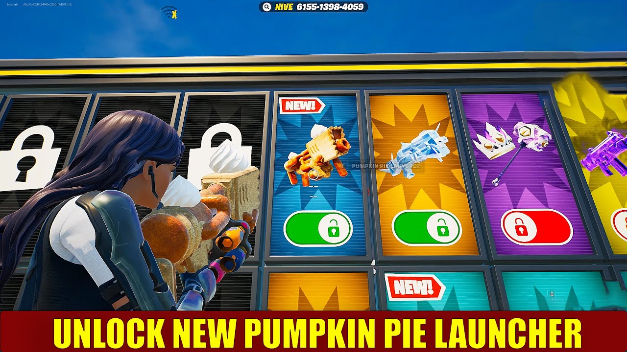 HOW TO UNLOCK NEW PUMPKIN PIE LAUNCHER IN 1V1 WITH EVERYGUN HIVECR8 ...