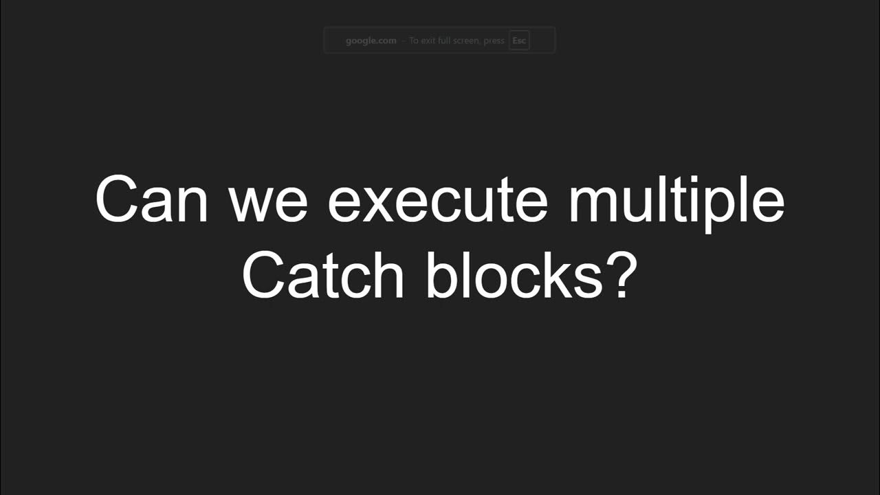 Can we execute multiple Catch blocks? - YouTube