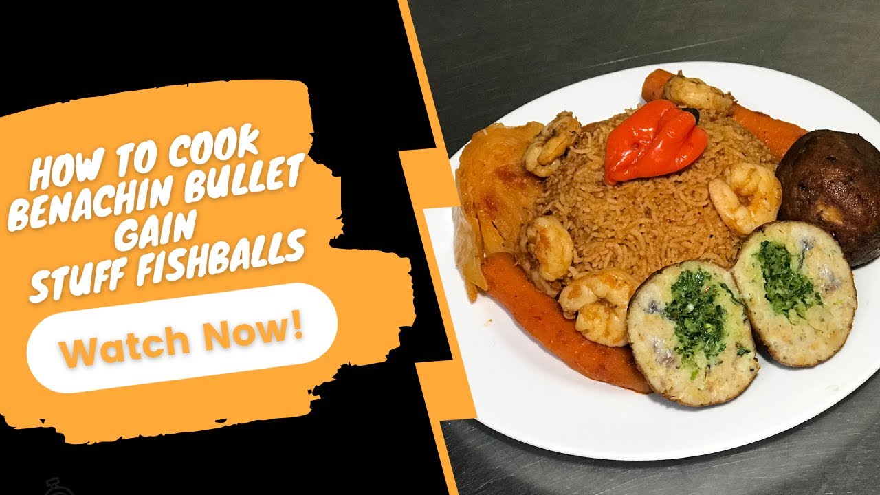 How to cook benachin bullet gain/jollof rice with stuff fish balls ...