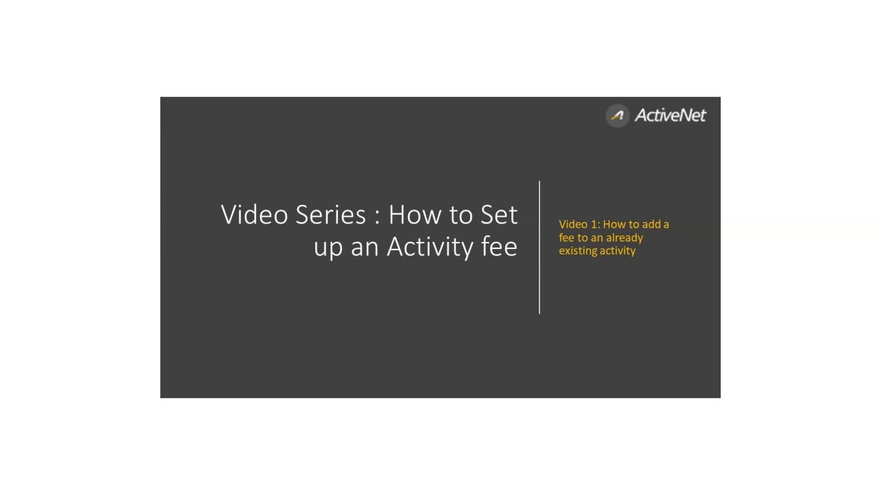 How to Set up an Activity fee. Video 1/2: Choose Name - YouTube