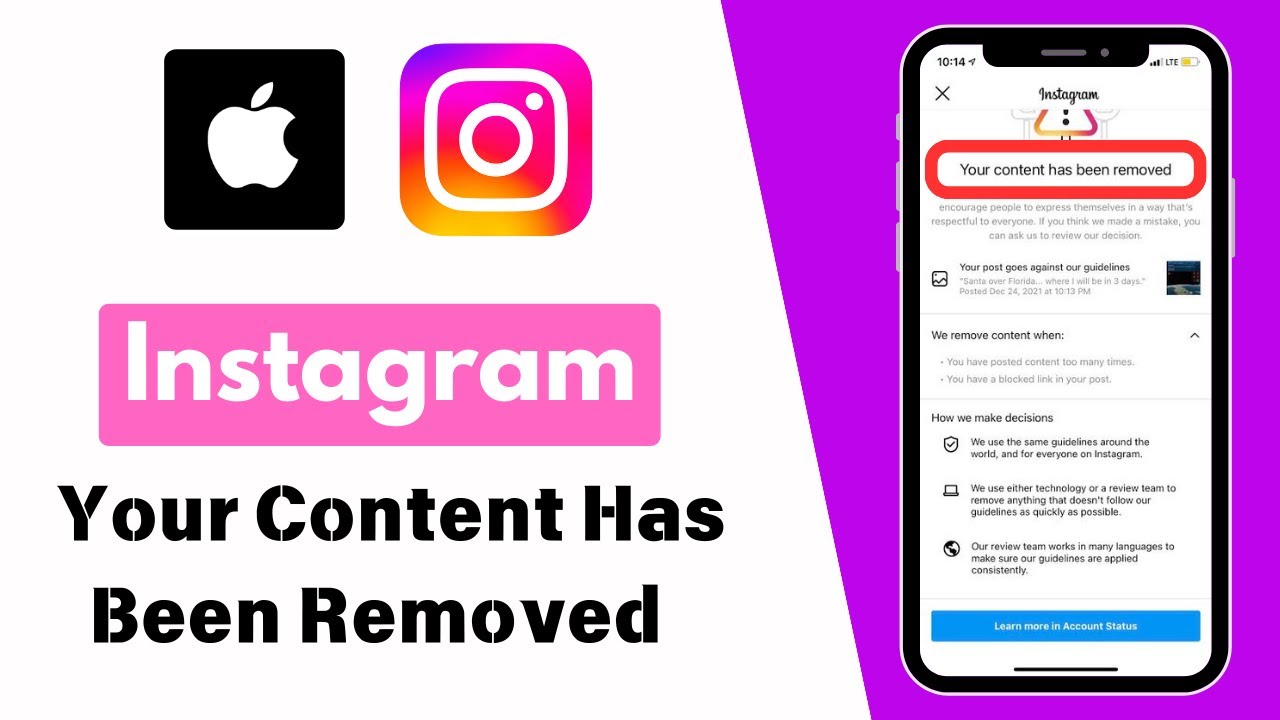 How to Fix Instagram Your Content Has Been Removed | Android | iPhone ...