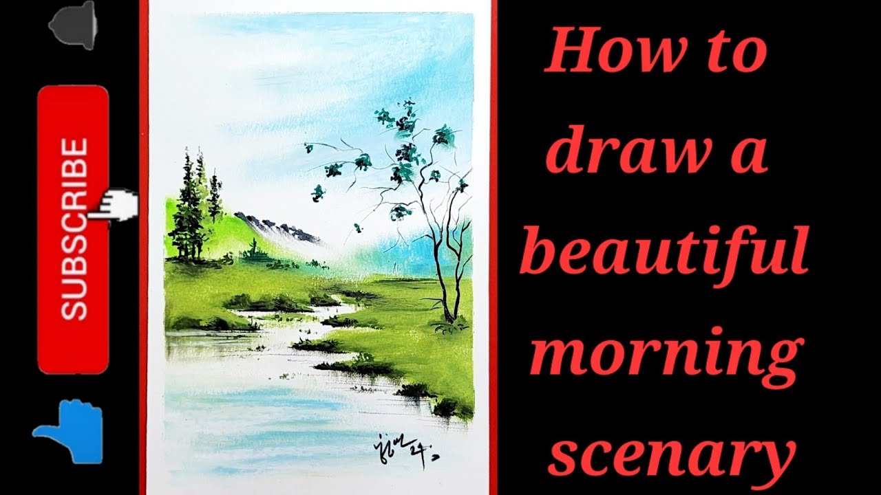 how to draw a beautiful morning scenary painting||oil Pastel painting ...