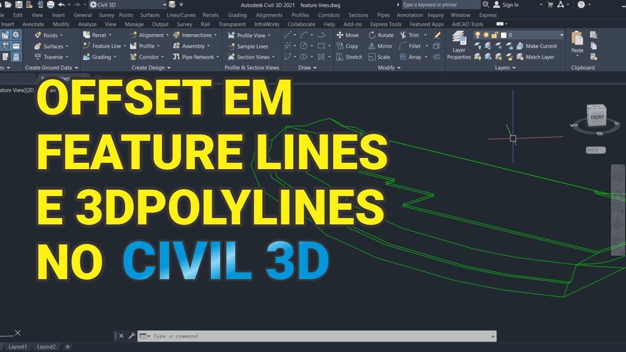 OFFSET EM FEATURE LINES E 3DPOLYLINES NO CIVIL 3D - YouTube