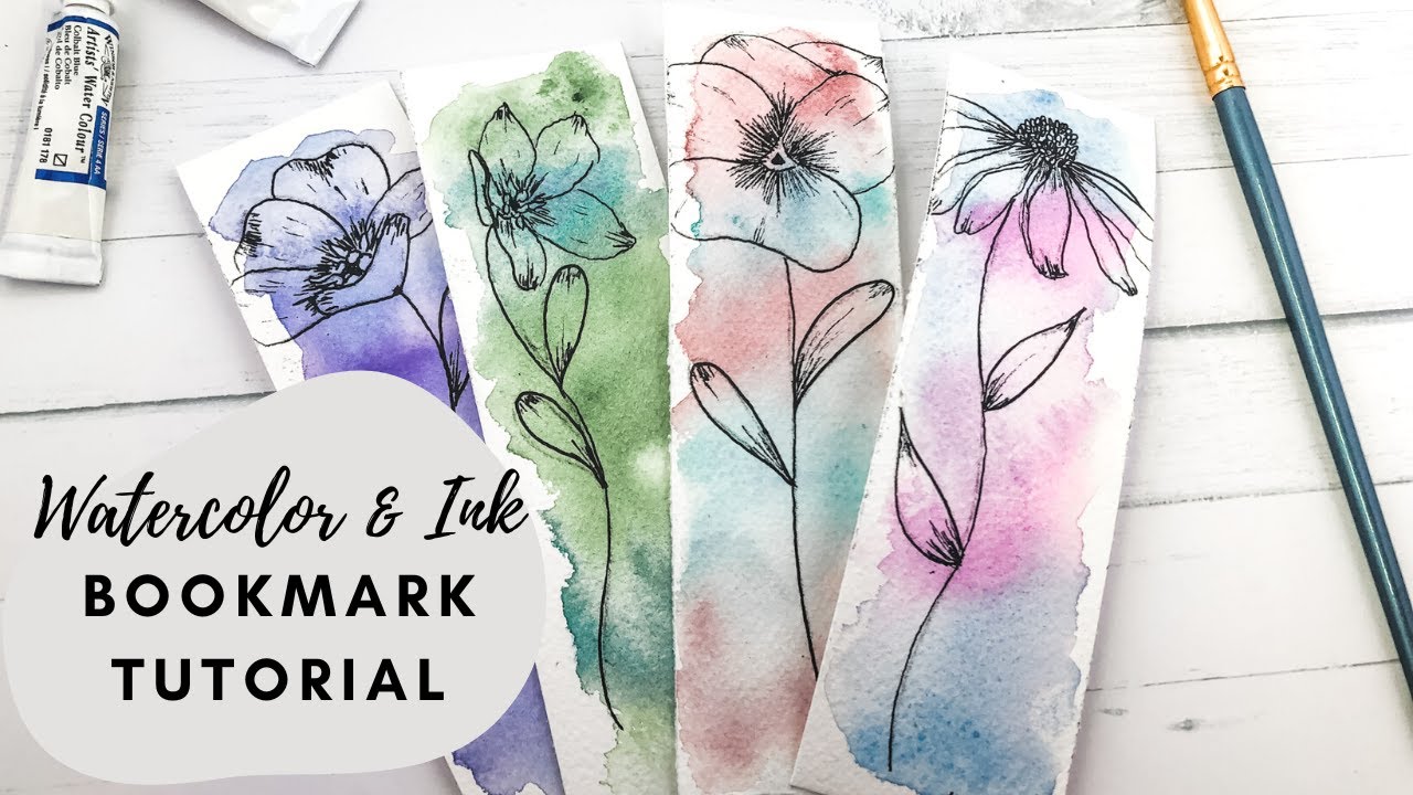 Watercolor and Ink Bookmarks - Simple for Beginners - YouTube