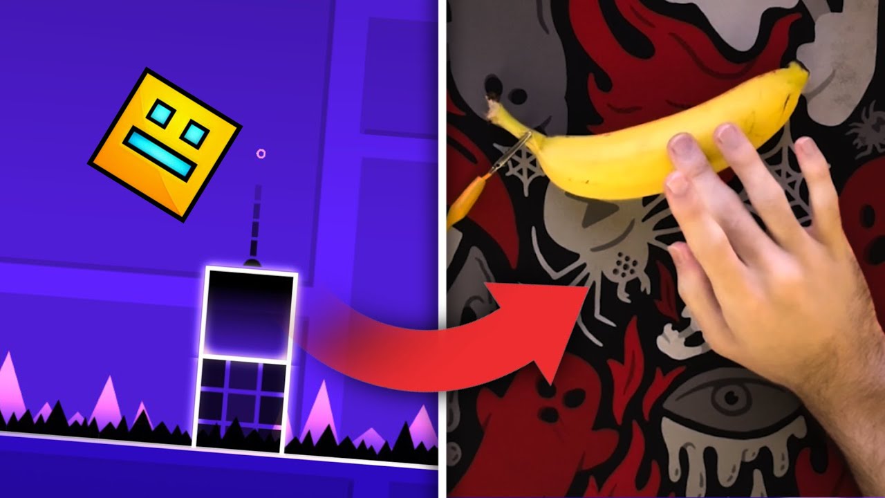 Zerei Geometry Dash com uma BANANA - YouTube
