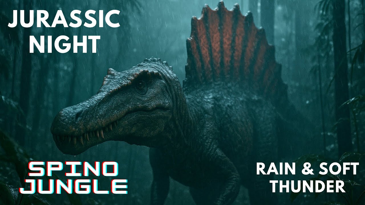 Spinosaurus Stalks the Rain | Immersive Jungle Ambiance | Gentle ...