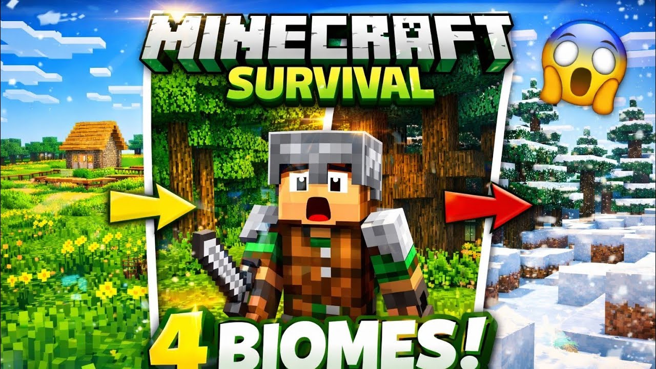 Minecraft Survival EP 2 | Exploring 4 Biomes 🌍 (Plains, Forest, Dark ...