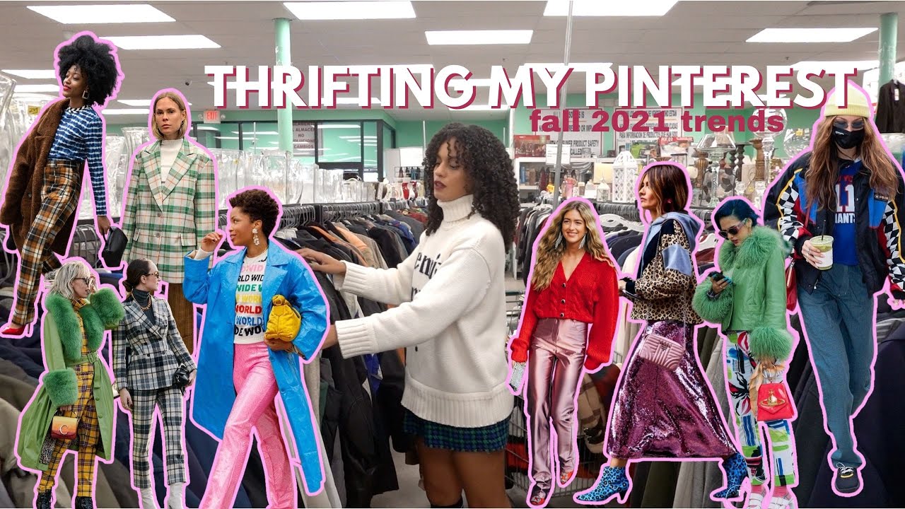 THRIFTING FOR PINTEREST OUTFITS | colorful fall 2021 trends - YouTube