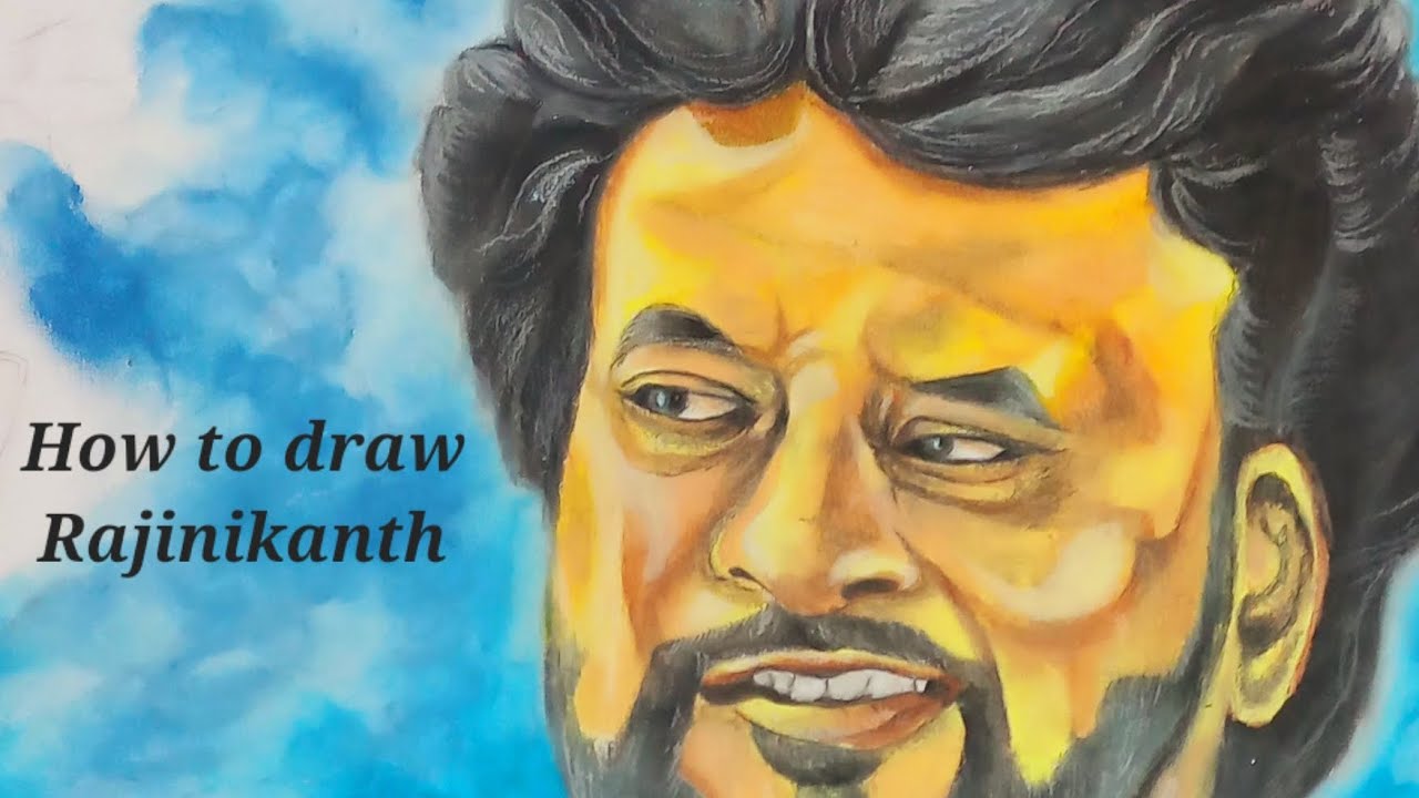How to draw Rajinikanth in pastel color - YouTube