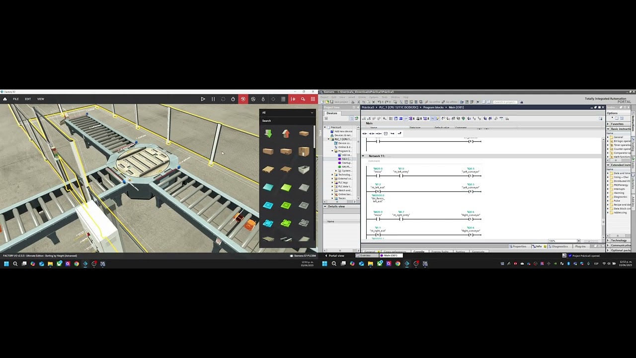 Práctica 5. Sort by Height (Advanced) Factory I/O + TIA Portal. - YouTube