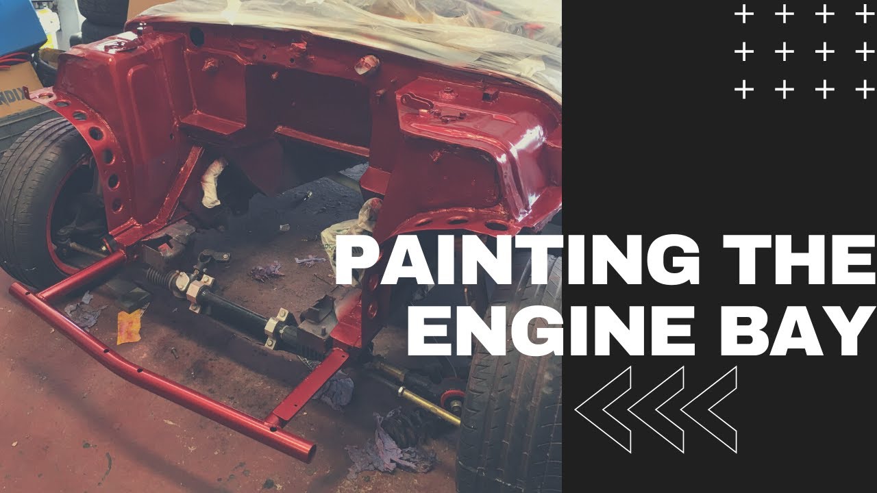 Painting the 1958 Ford Prefect 100e Engine Bay in Subaru Mica Red - YouTube