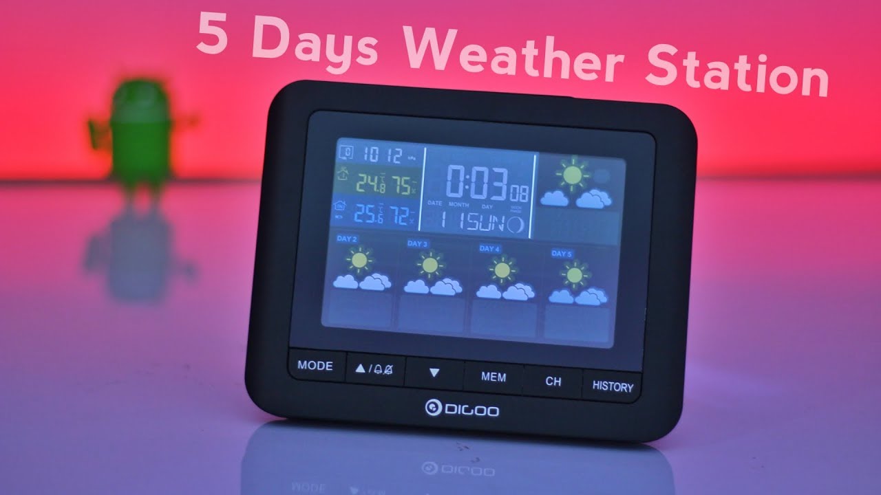 Digoo DG-TH8805 Wireless 5 Day Weather Station Digital Clock Unboxing ...