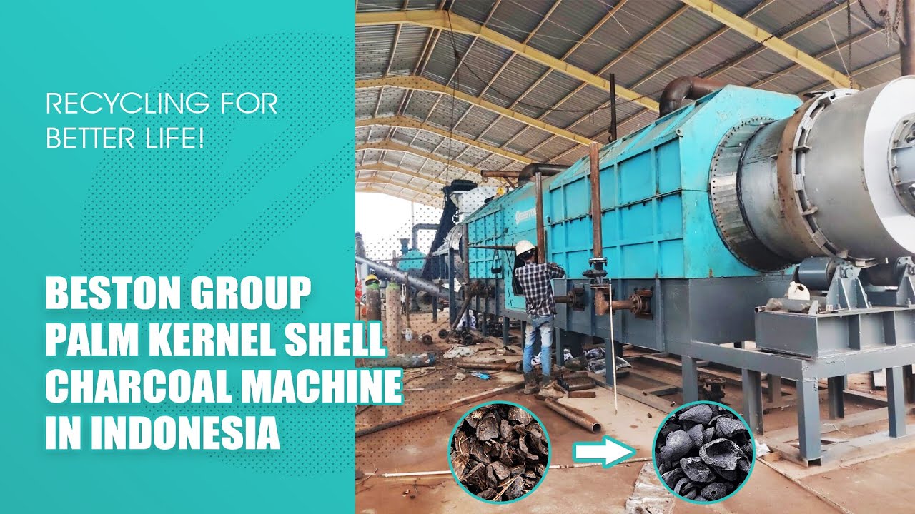 ♻️Charcoal Machine in Indonesia - Palm Kernel Shell Charcoal Production ...