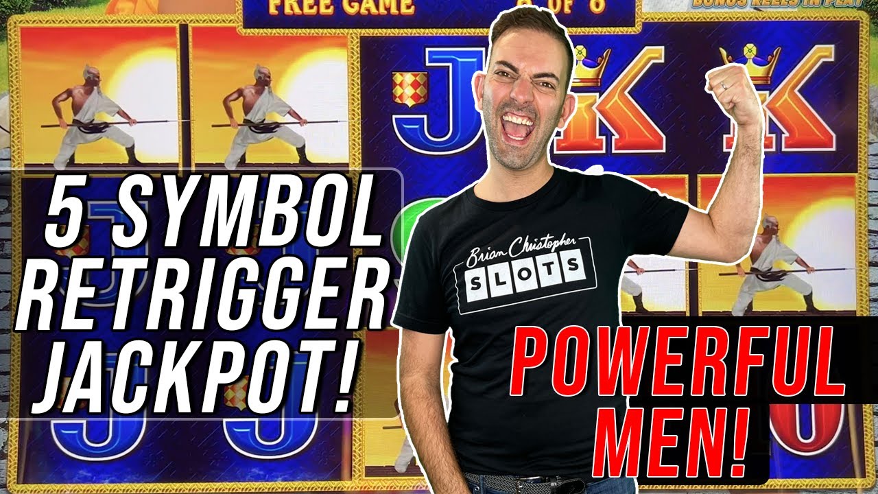 5 Symbol RETRIGGER JACKPOT! ⫸ Powerful Men Slots - YouTube