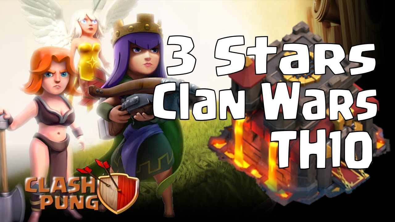 3 Stars Clan Wars Queen Walk + Valkyrie Attack TH10 Clash of Clans ...