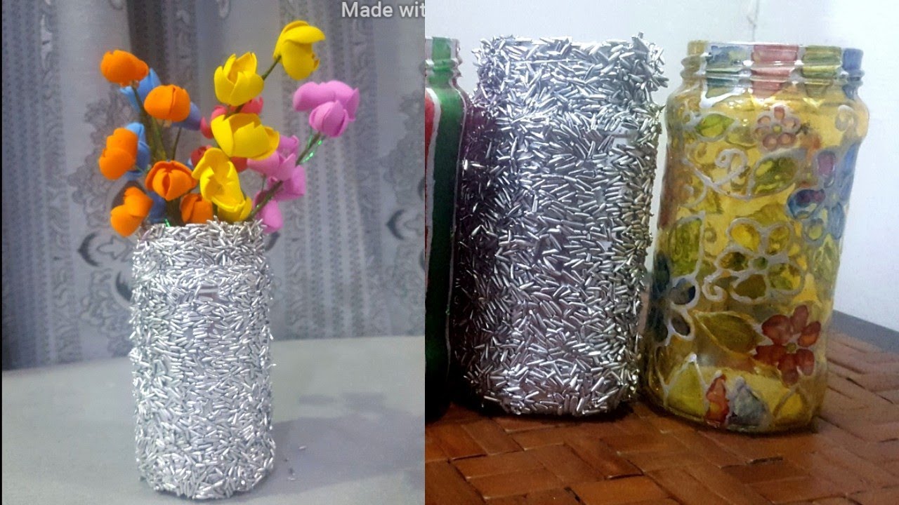Empty jar decoration with rice #DIY - YouTube