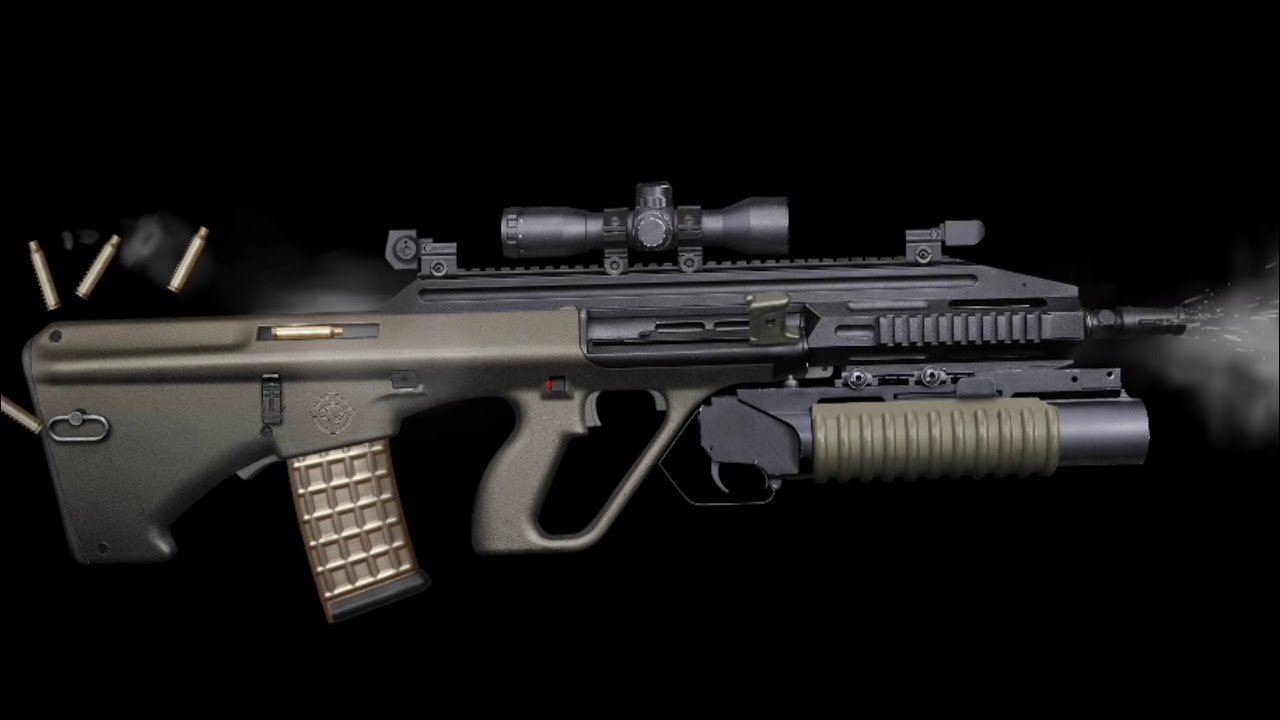 Firing an AUS Gewehr A3 gun with Grenade launcher attachment (weapon ...