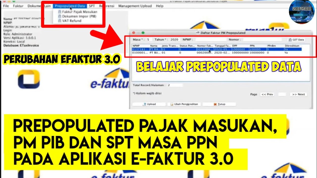 Cara menggunakan Prepopulated data Pajak Masukan pib di efaktur 3.2 ...