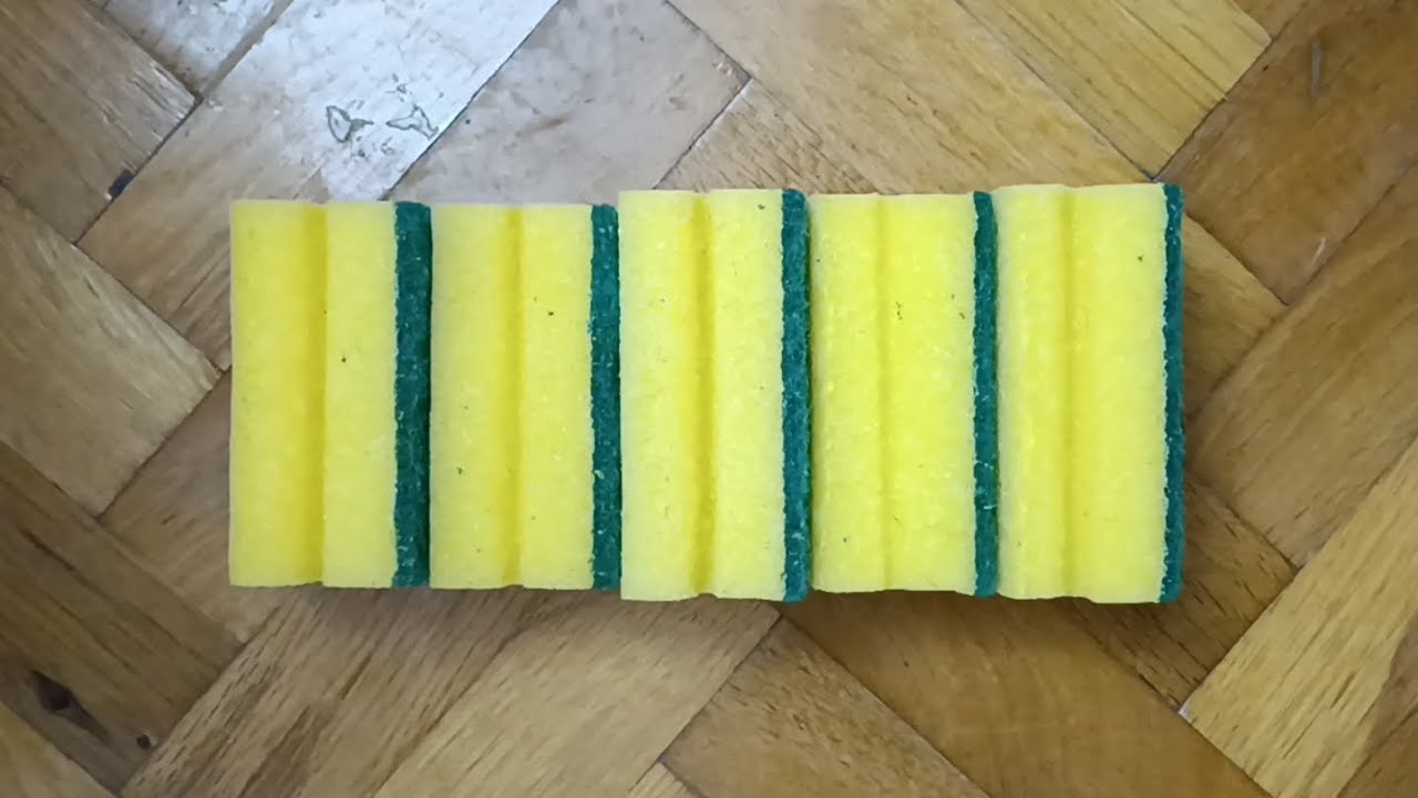 ×5 Kitchen Sponges Dry Scours Off | Sponge ASMR - YouTube