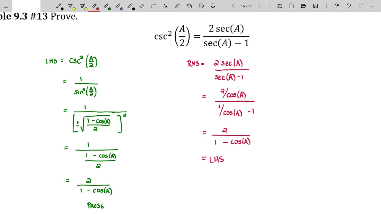 Half-Angle Identities - Proving Trigonometric Identities (Part 5) - YouTube