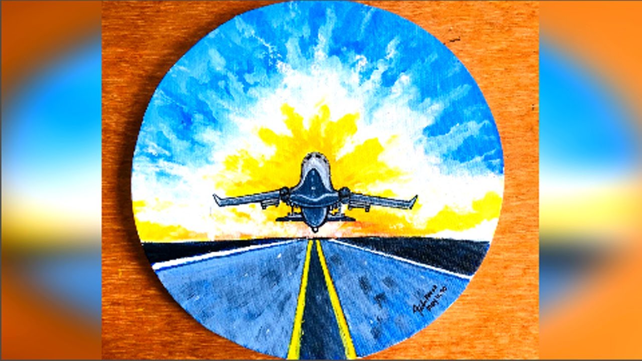 Painting an Airplane | How to draw Airplanes flying in the sky by ...