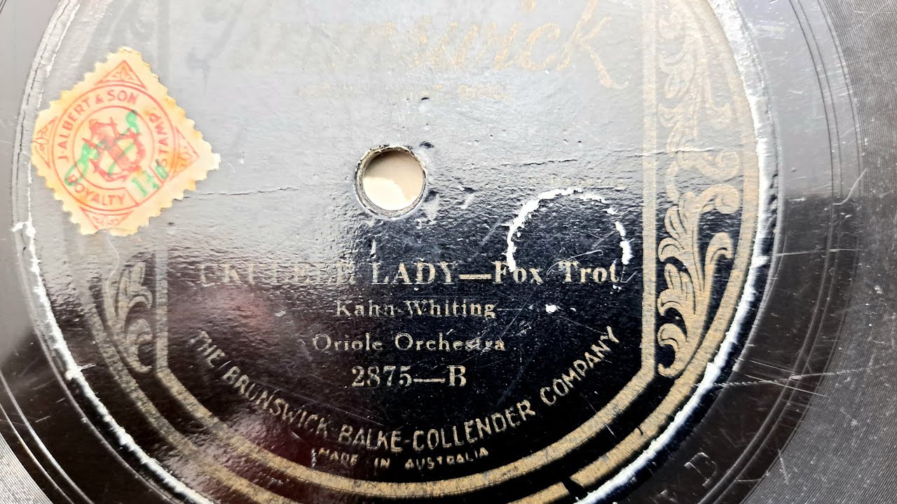 Ukelele Lady. Oriole Orchestra. Brunswick 78rpm Shellac Gramophone ...