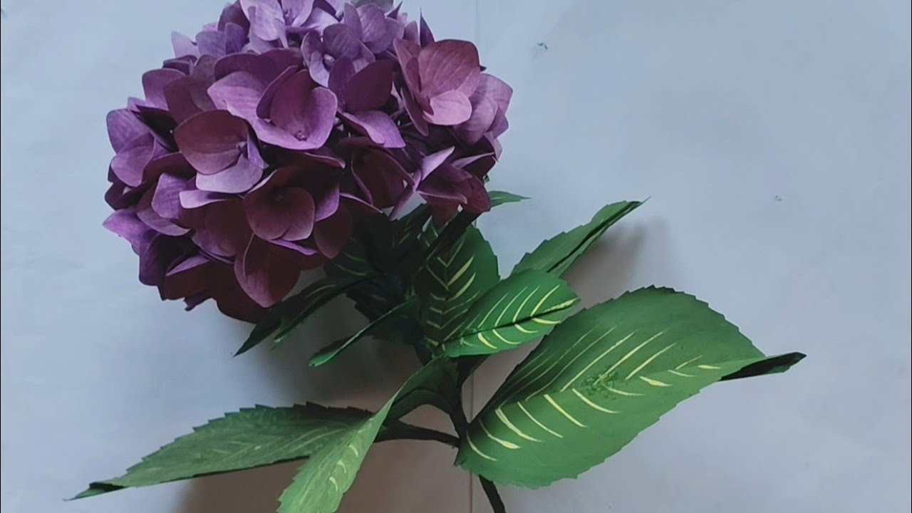 paper hydrangea flower making tutorial - YouTube
