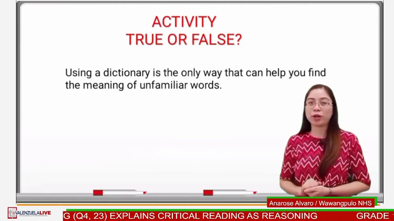 GRADE 11 READING AND WRITING (Q4, W3) EXPLAINS CRITICAL READING AS ...