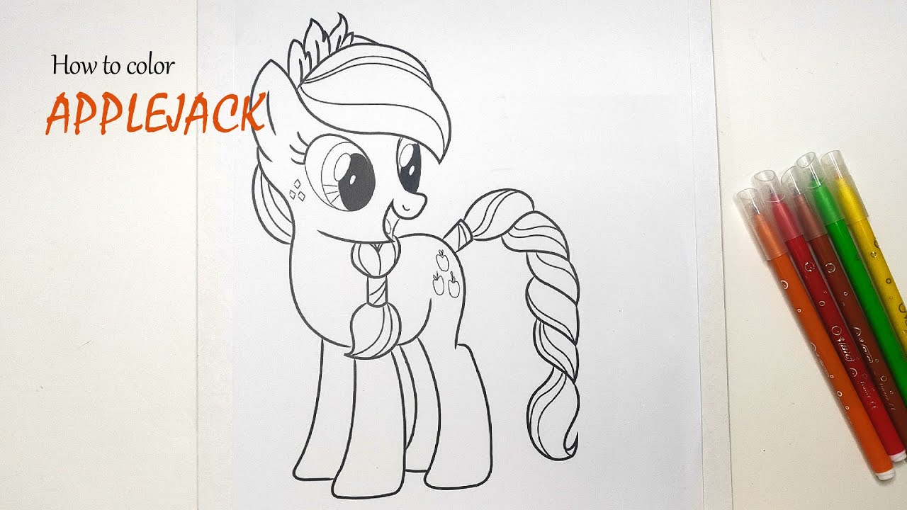 color applejack my little pony تلوين مهري الصغير - YouTube