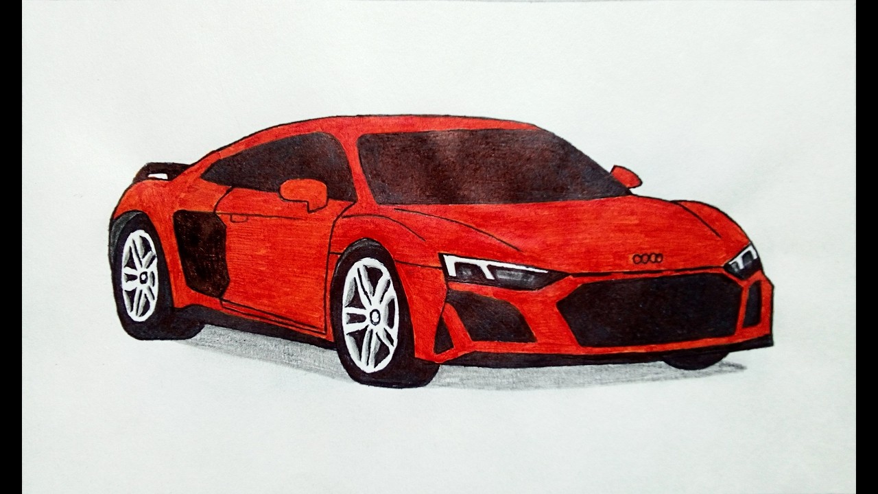 Easy drawing Audi R8 sports car | How to draw Audi R8 car step by step ...