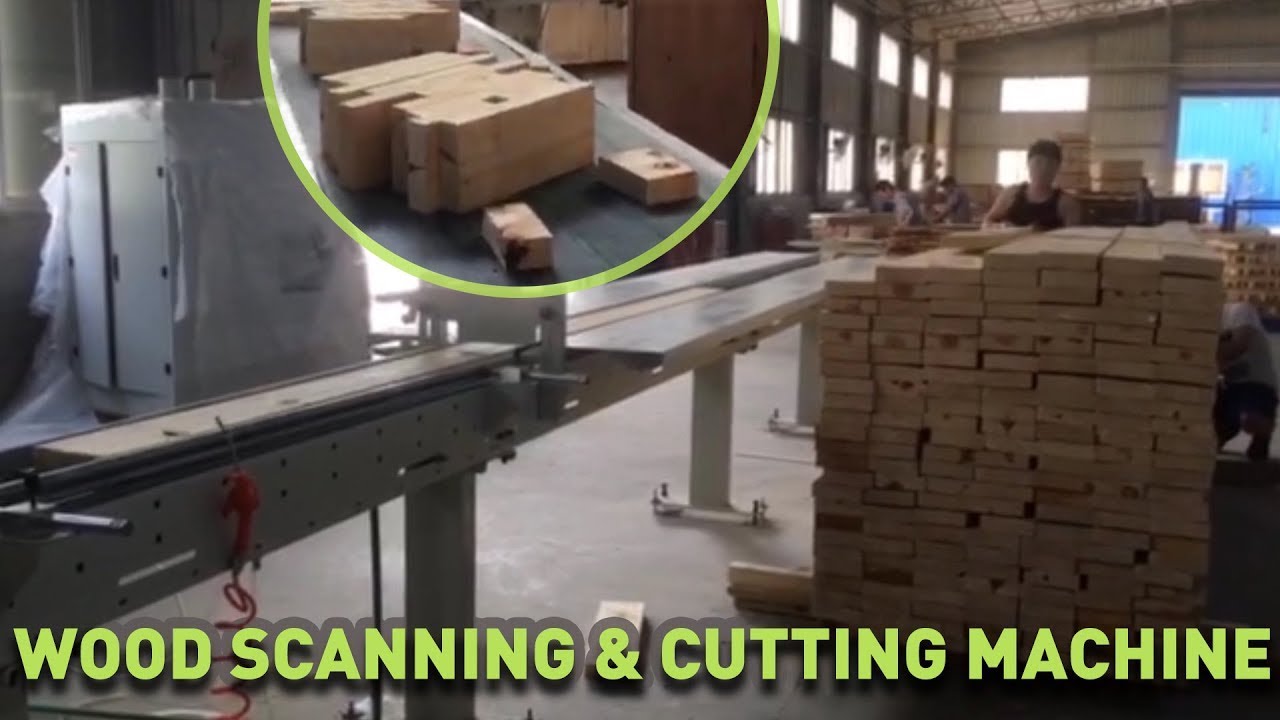 wood saw production line wood scanning machine with wood cutting off ...