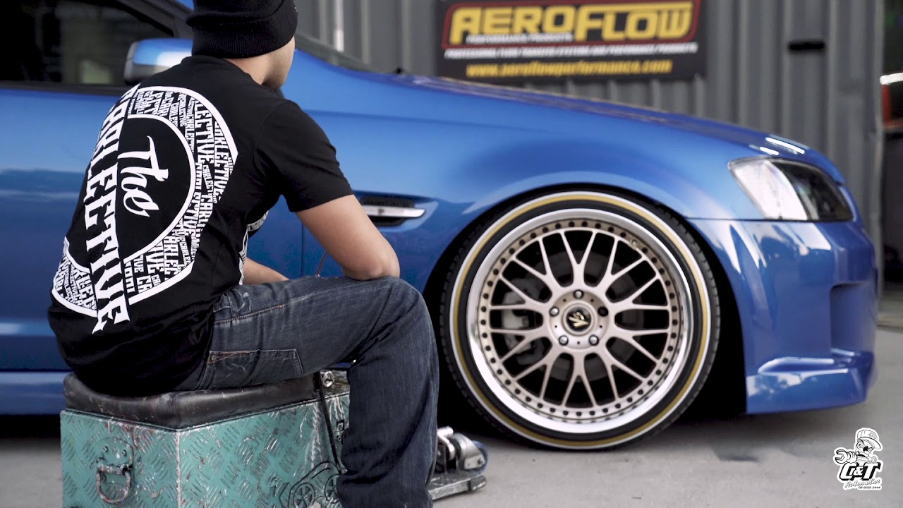 Simon's air bagged Holden VE ute - YouTube