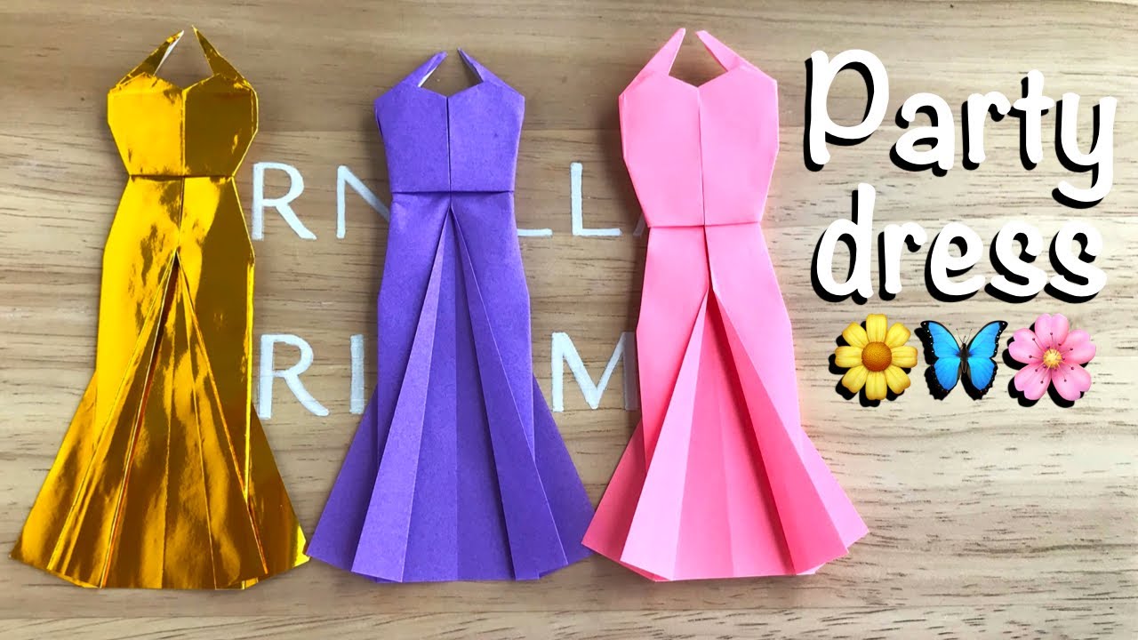 Easy Origami Party Dress Paper Folding Craft | Fun Birthday Decorations ...