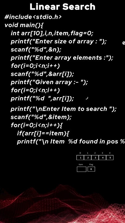 linear search in c #c #array #ccode - YouTube