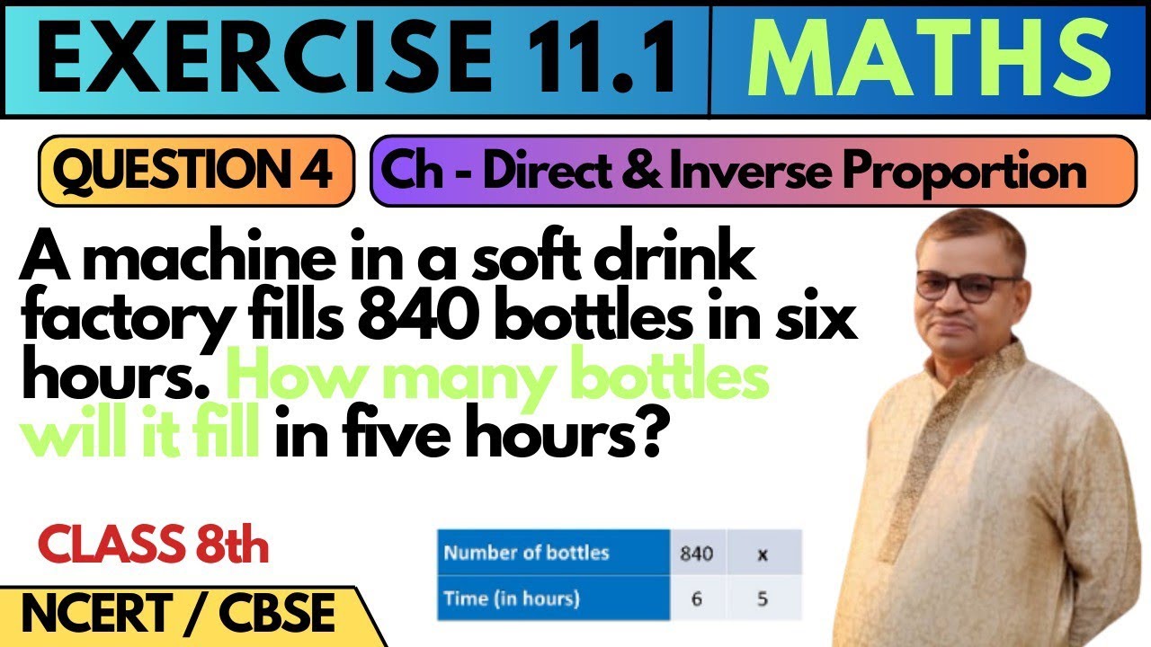 Class 8 Exercise 11.1 - Question 4 | Ch - direct and inverse Proportion ...