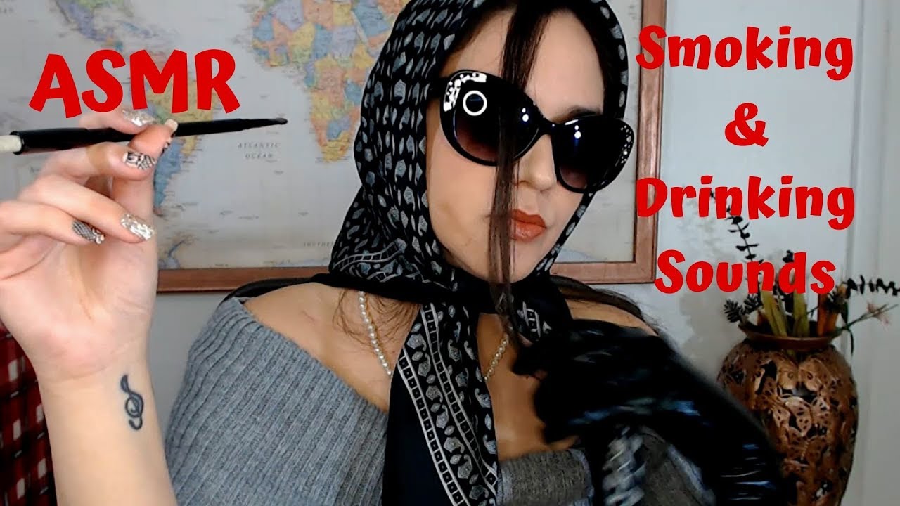 ASMR Pre-Film Routine- Drinking, Smoking and Fabric Sounds!!(Request ...