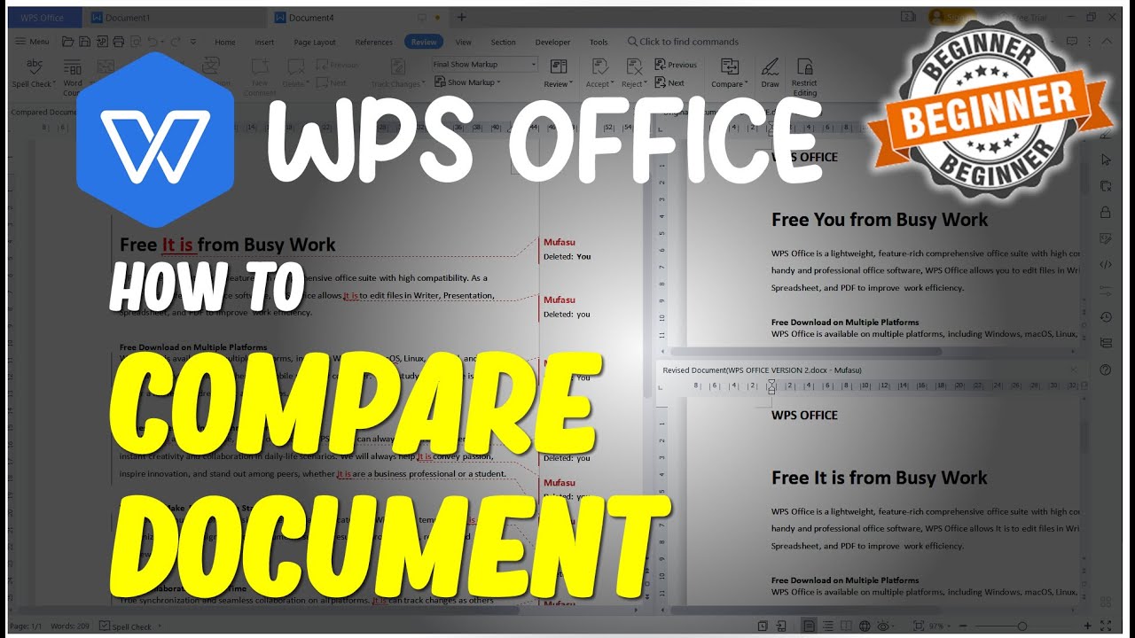 WPS Office How To Compare Document For Beginner - YouTube