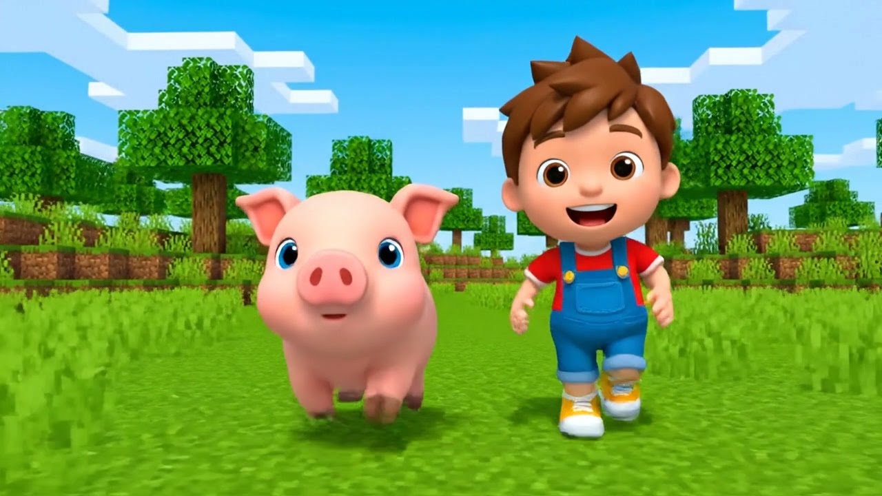Minecraft Little Pig Ran From the Creeper | Funny Toddler Song | Kids ...