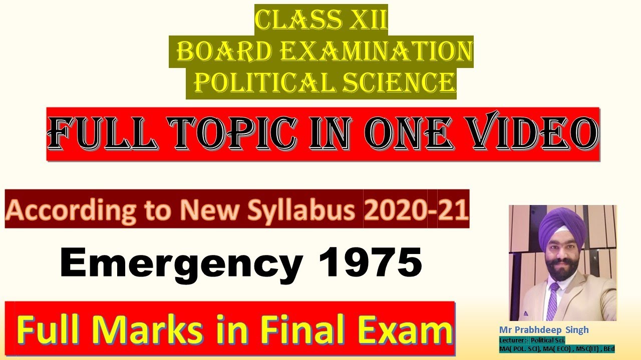 Emergency 1975 XII political science II CLASS 12 POLITICAL SCIENCE ...