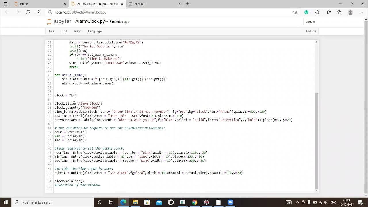 Python Project: Alarm Clock using GUI | Python Internship at Softora ...