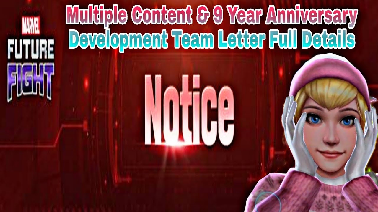 Multiple Content & 9 Year Anniversary Development Team Letter Full Details - Marvel Future Fight ...