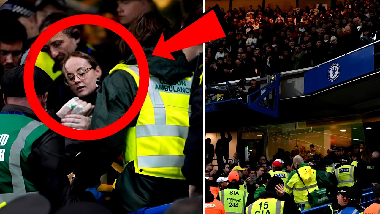 😧Leeds United Fan Injured After Falling From Top Tier || Chelsea Vs ...