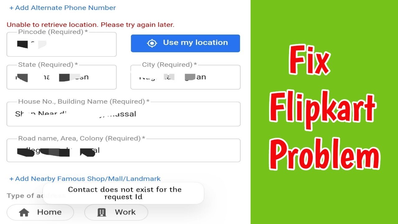 Fix unable to retrive location Problem in flipkart | Flipkart contact ...